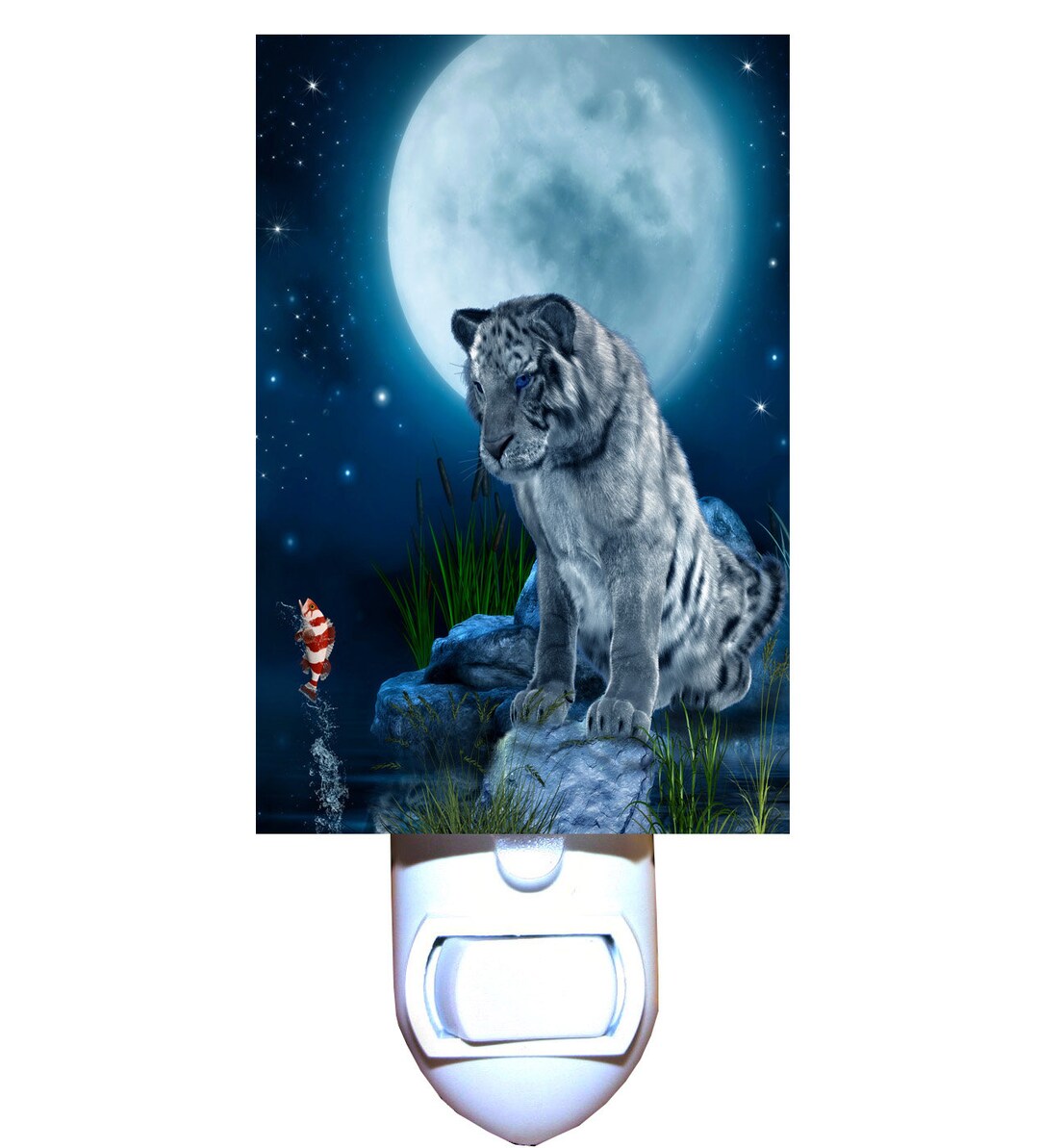 White Tiger Moon Decorative Night Light - Etsy