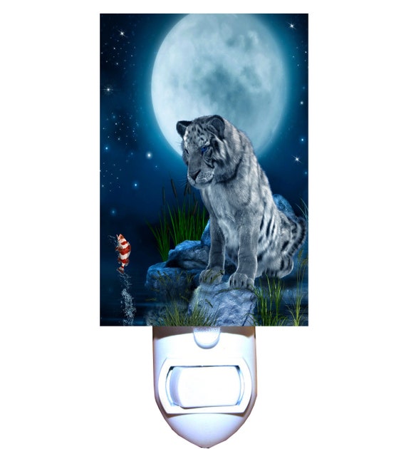 White Tiger Moon Decorative Night Light | Etsy
