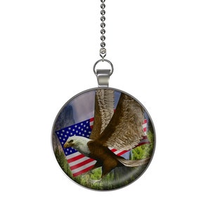 Americana Eagle With Flag Ceiling Fan / Light Pull Pendant With Chain ...