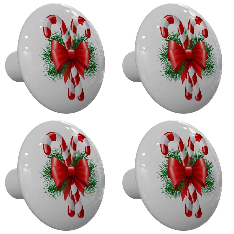 Set of 4 Christmas Holiday Candy Canes Drawer Knobs - Etsy