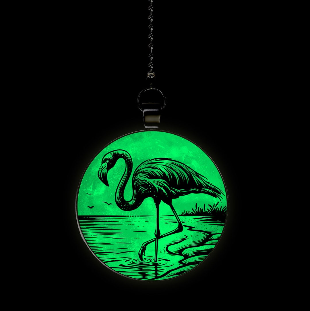 Moonlit Flamingo Glow in the Dark Ceiling Fan / Light Pull Pendant With ...