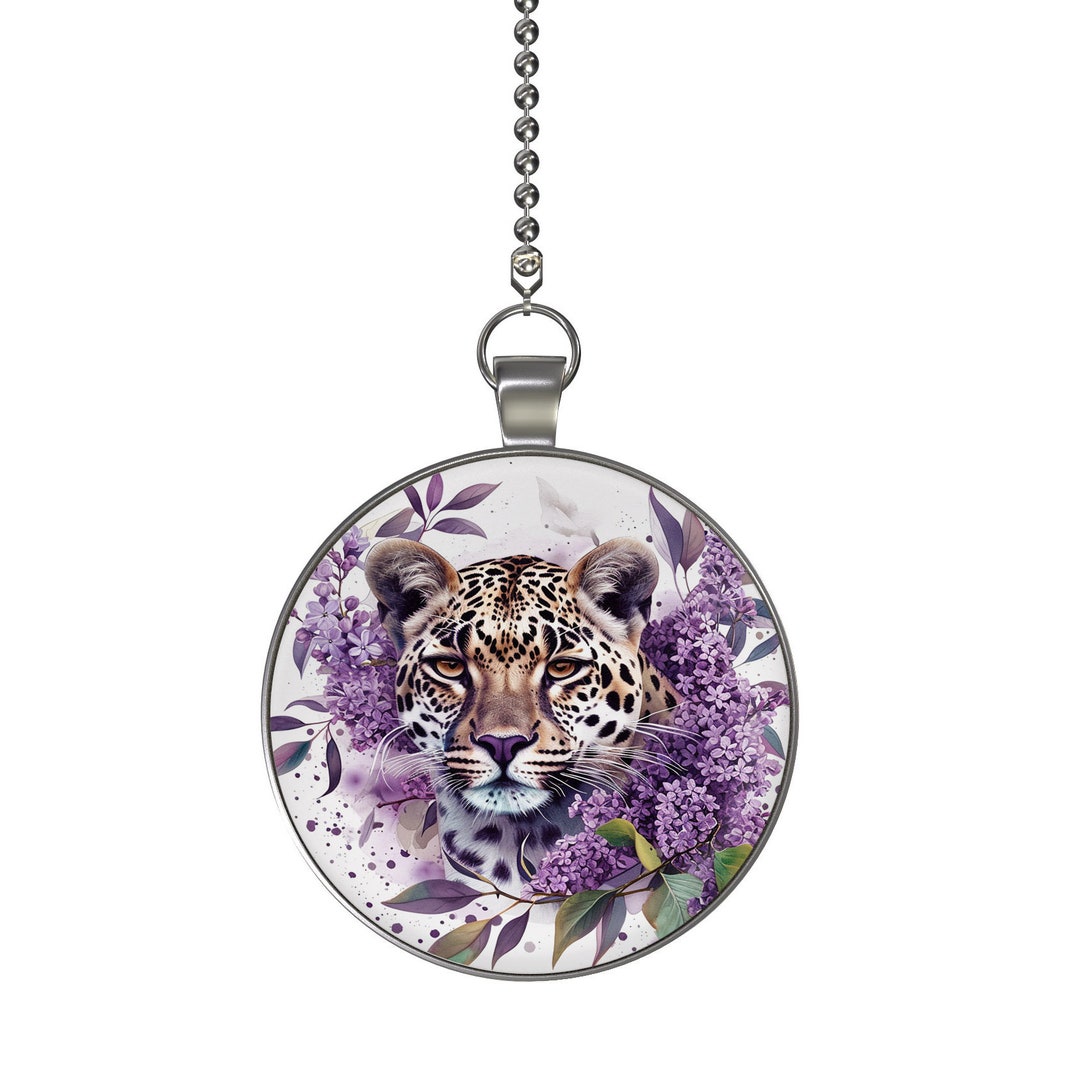 Lilac Leopard Ceiling Fan / Light Pull Pendant With Chain - You Choose ...