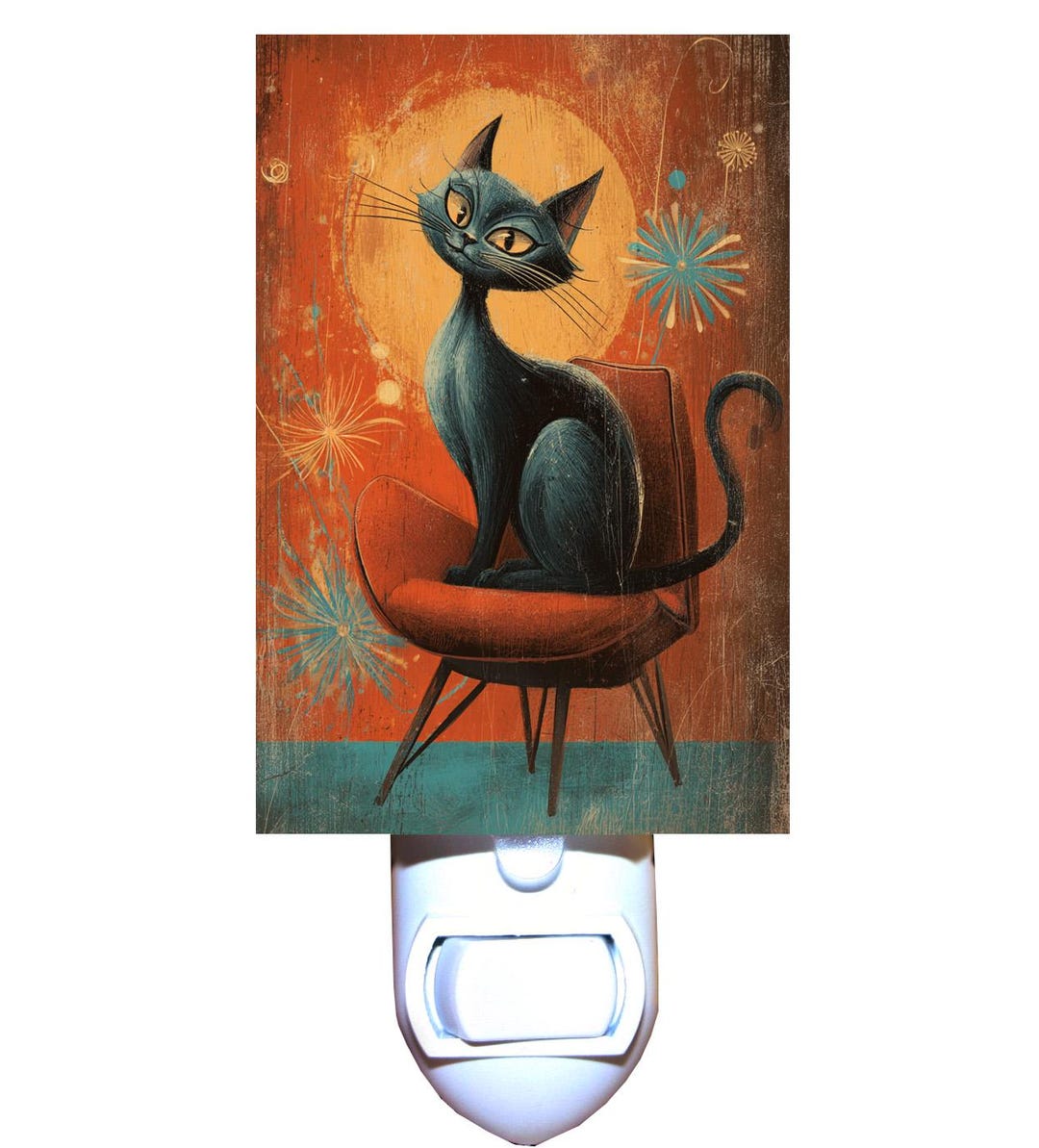 Retro Burst Atomic Cat Mid Century Decorative Night Light / 2 Shapes to ...