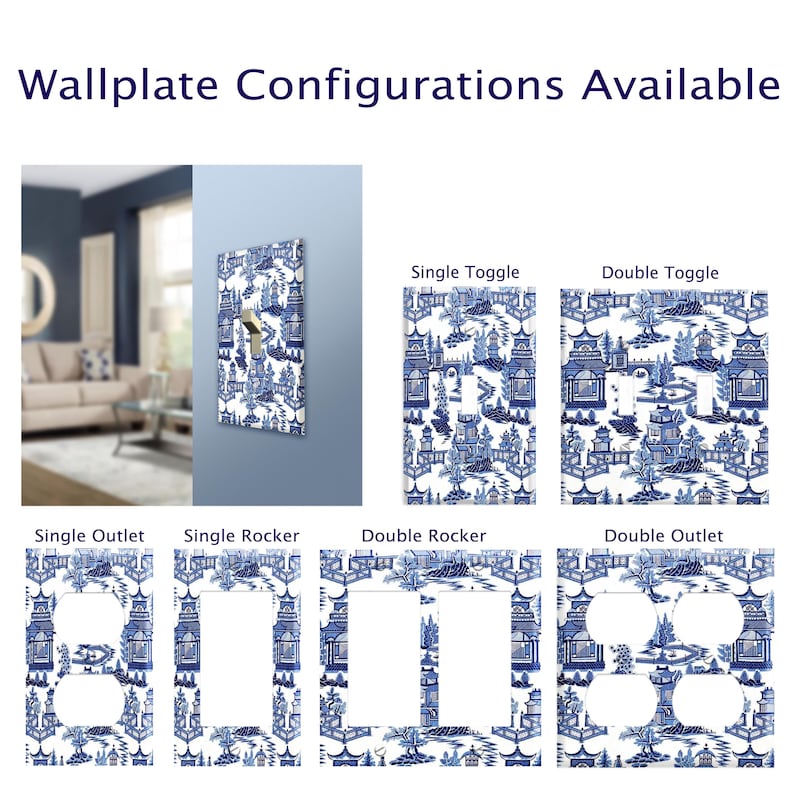 Asian Blue Willow Chinoiserie Decorative Switch Plate Cover / Outlet ...
