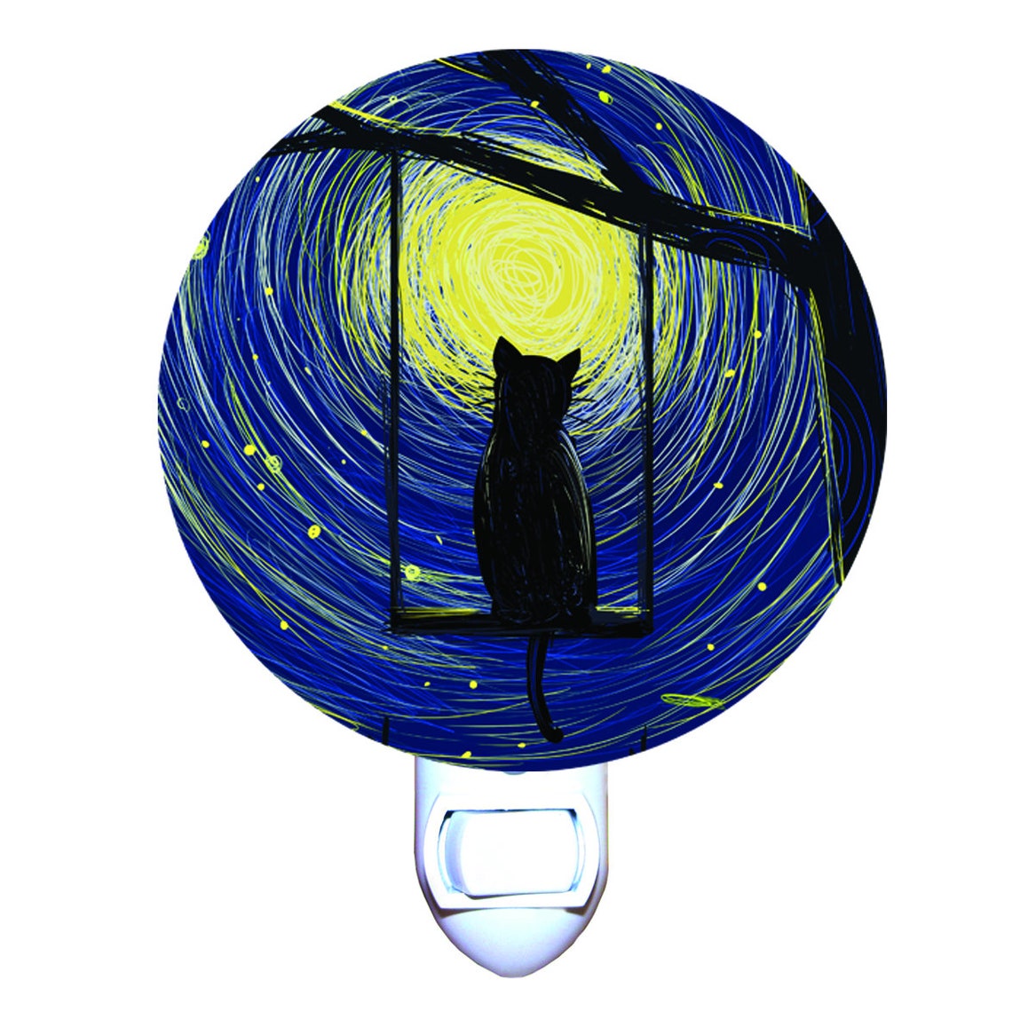 Starry Night Tree Swing Cat Decorative Night Light - Etsy