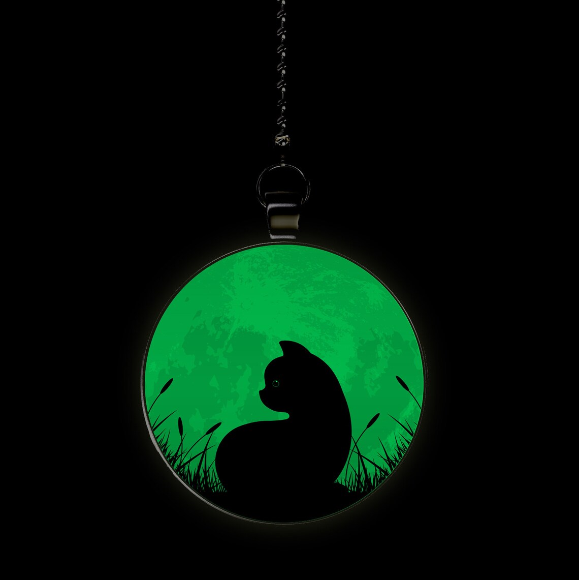 Black Kitten Glow in the Dark Ceiling Fan / Light Pull Pendant With ...