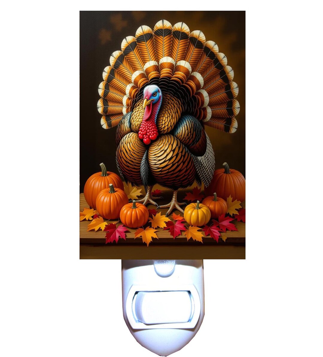 Festive Thanksgiving Turkey and Pumpkins Decorative Night Light / 2 ...