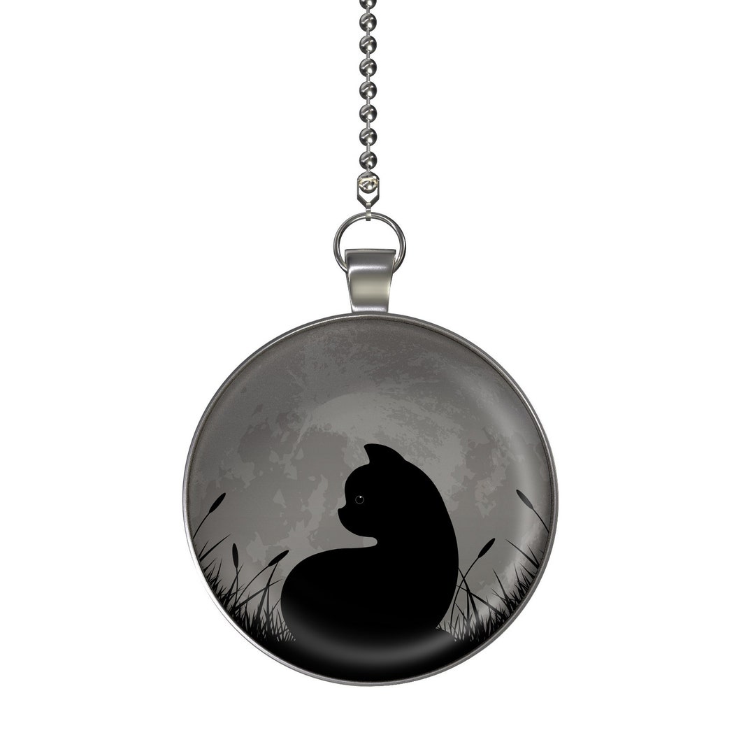 Black Kitten Glow in the Dark Ceiling Fan / Light Pull Pendant With ...