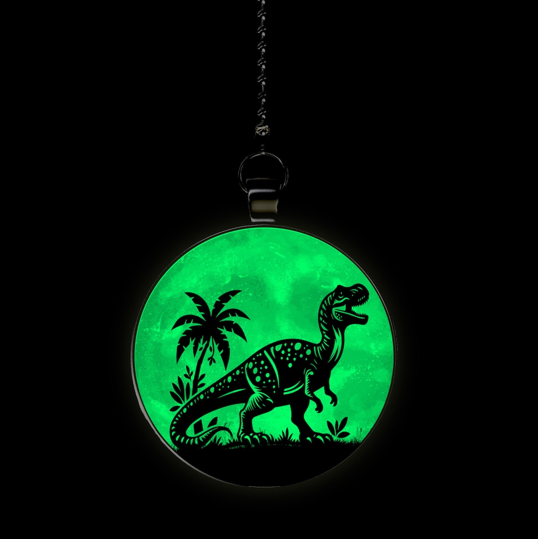 Tropical Dinosaur Moon Glow in the Dark Ceiling Fan / Light Pull ...
