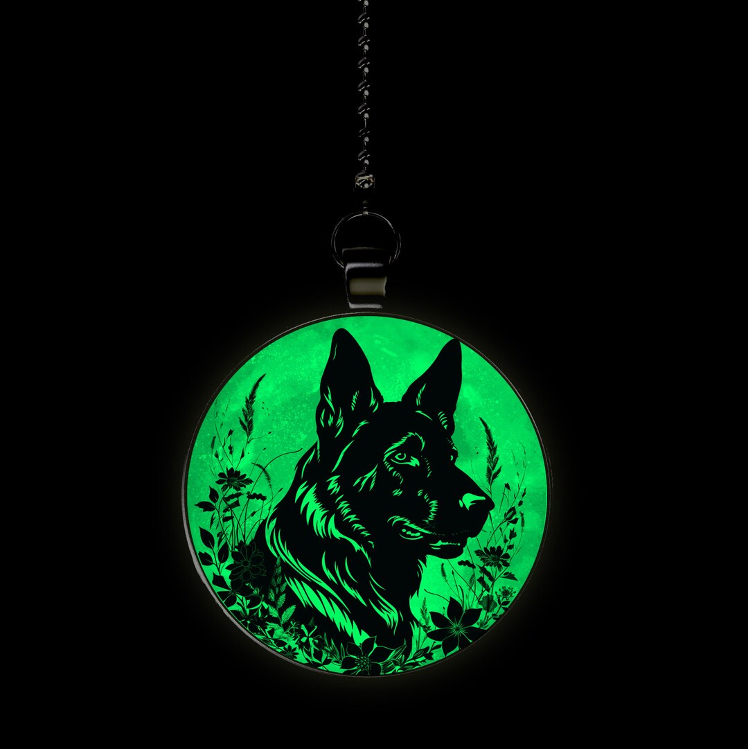 German Shepherd Flower Moon Dog Breed Glow in the Dark Ceiling Fan ...