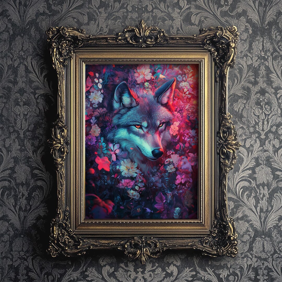 Nightshade Wolf Digital Art Prints -4 JPG File Sizes. Halloween Decor ...