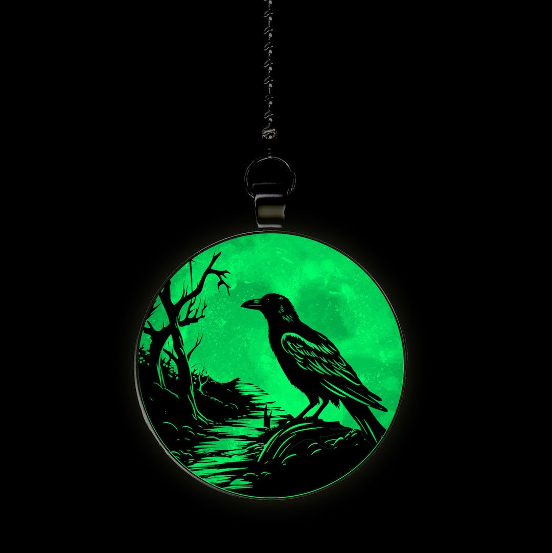 Haunted Raven Forest Halloween Glow in the Dark Ceiling Fan / Light ...