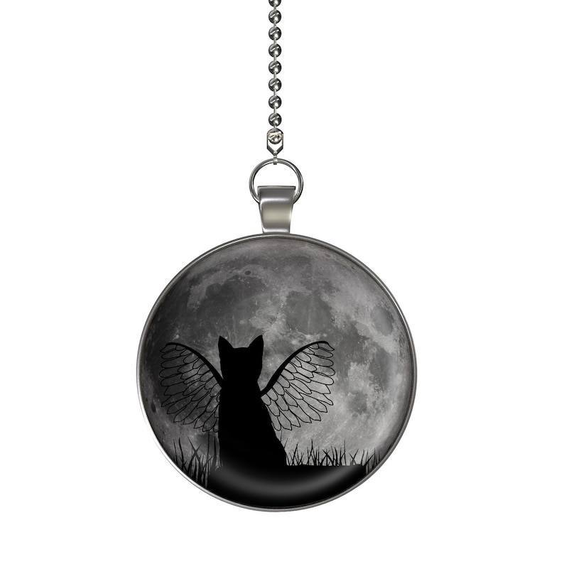 Cat Fairy Moon Glow in the Dark Ceiling Fan / Light Pull Pendant With ...