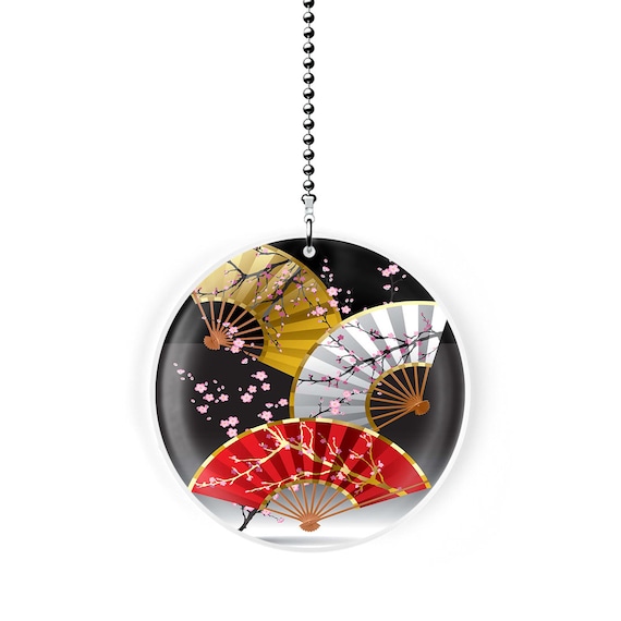 Asian Cherry Blossom Fans Fan Pull / Light Pull | Etsy
