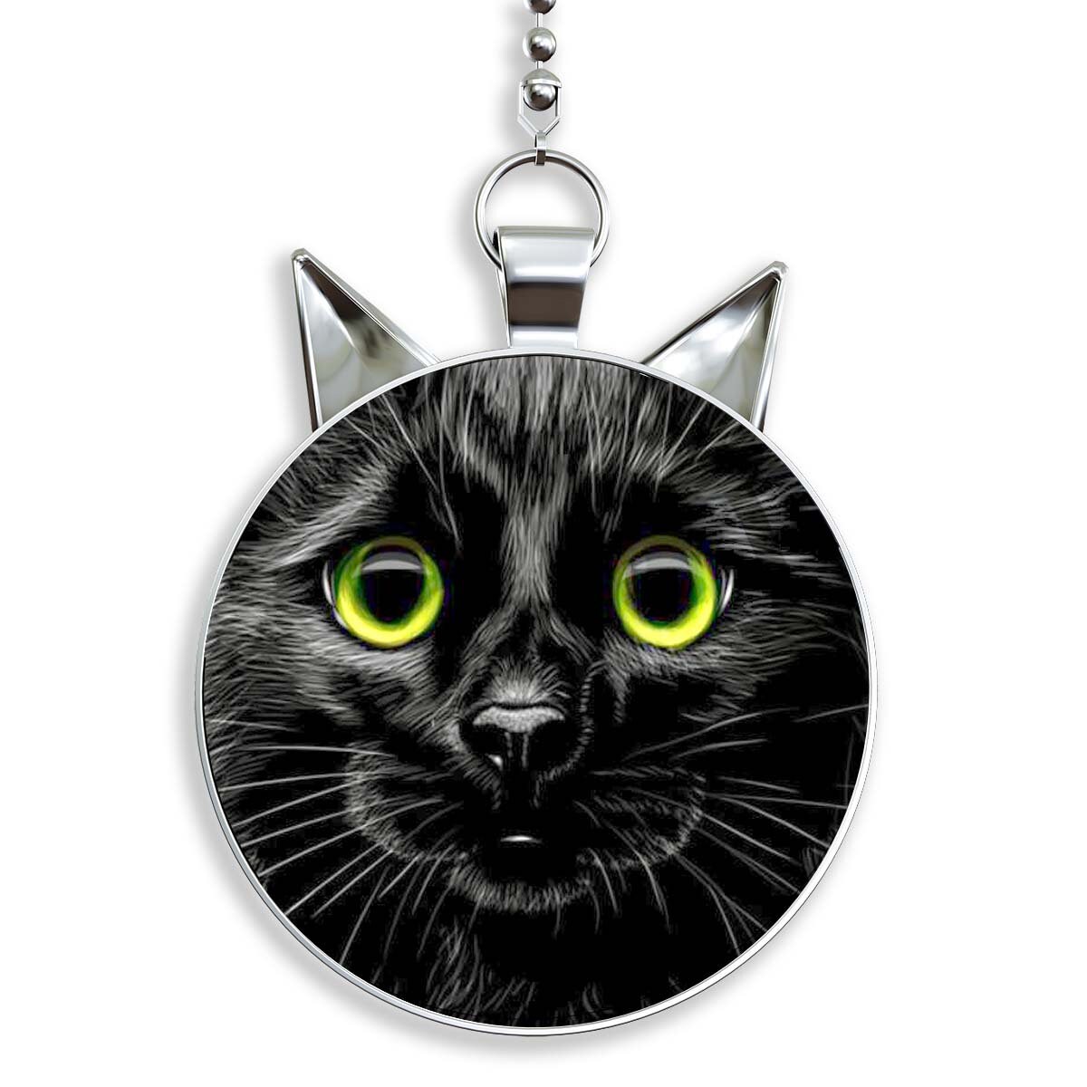 Green Eyed Black Cat Shaped Ceiling Fan / Light Pull Pendant - Etsy