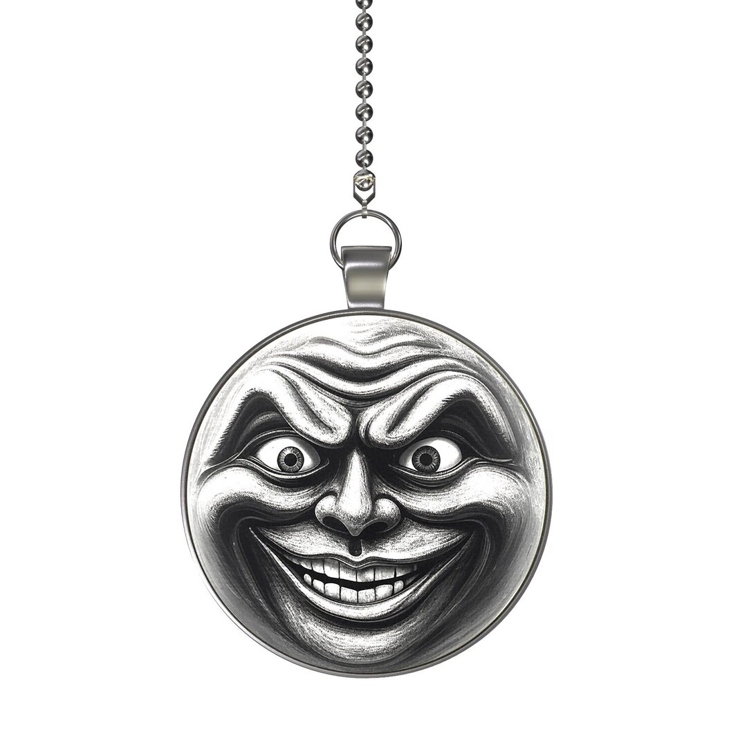 Scary Moon Face Glow in the Dark Ceiling Fan / Light Pull Pendant With ...