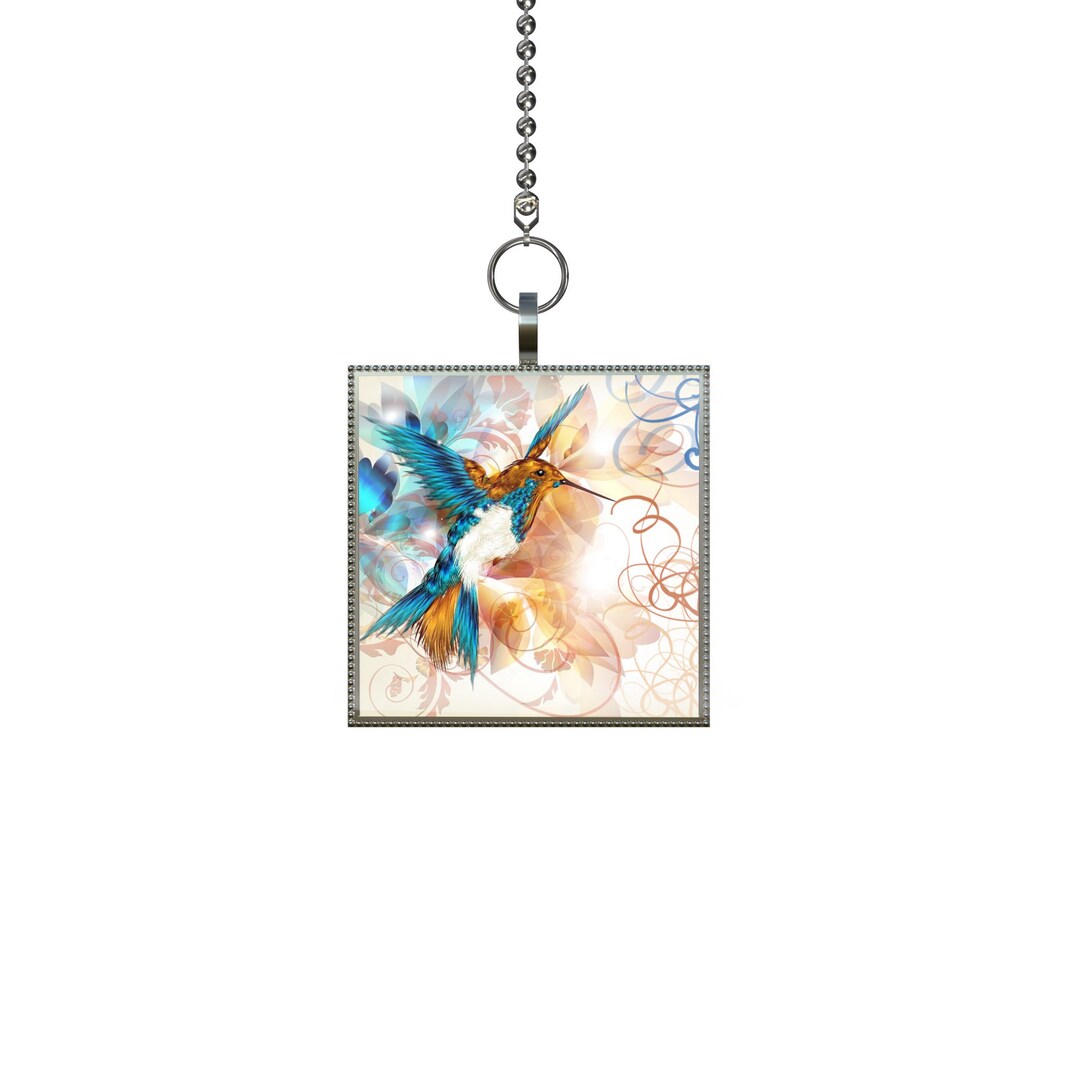 Abstract Hummingbird Ceiling Fan / Light Pull Square Pendant With Chain ...
