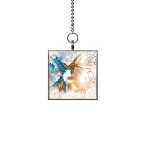 Abstract Hummingbird Ceiling Fan / Light Pull Square Pendant With Chain ...