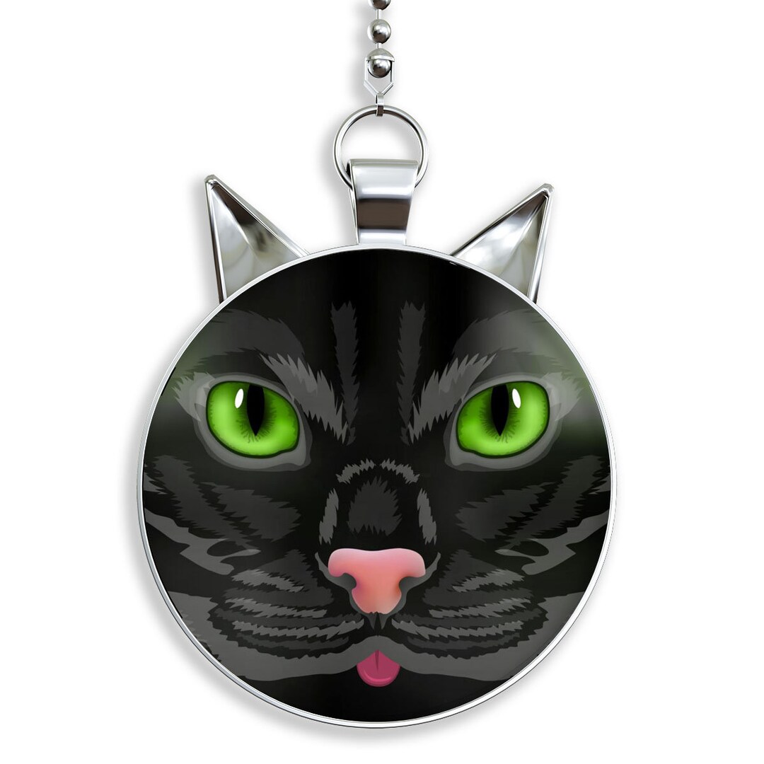 Green Eyed Cat Shaped Ceiling Fan / Light Pull Pendant With Chain - Etsy