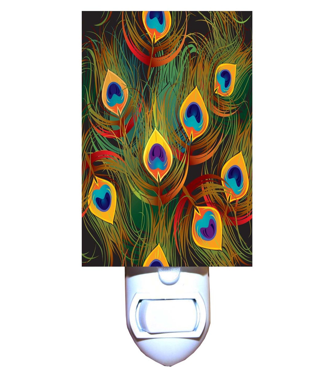 Colorful Peacock Feathers Decorative Night Light - Etsy