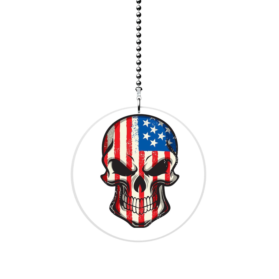 American Flag Skull Fan Pull / Light Pull - Etsy