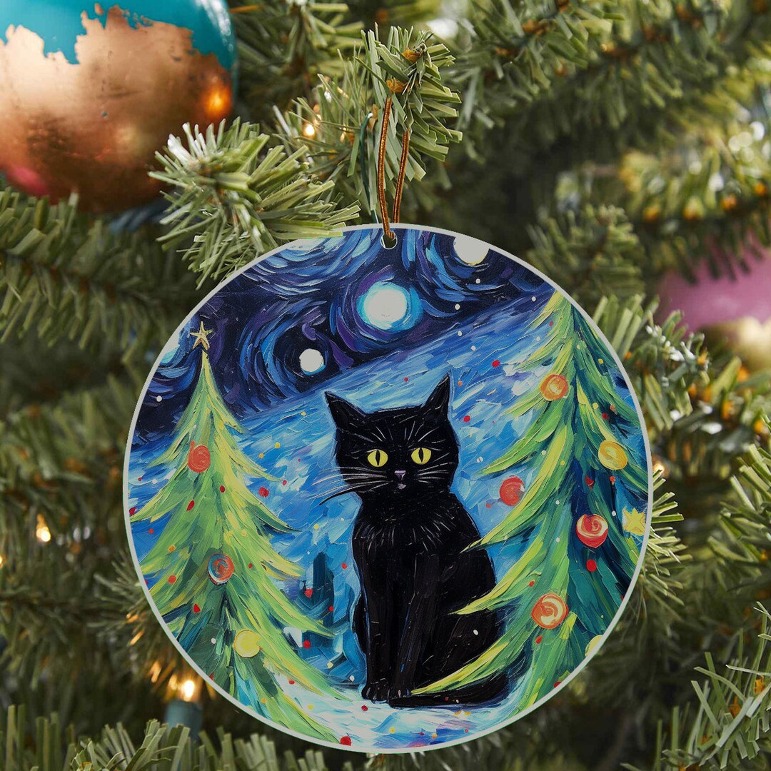 Starry Night Christmas Tree Cat Christmas Tree Ornament - Etsy