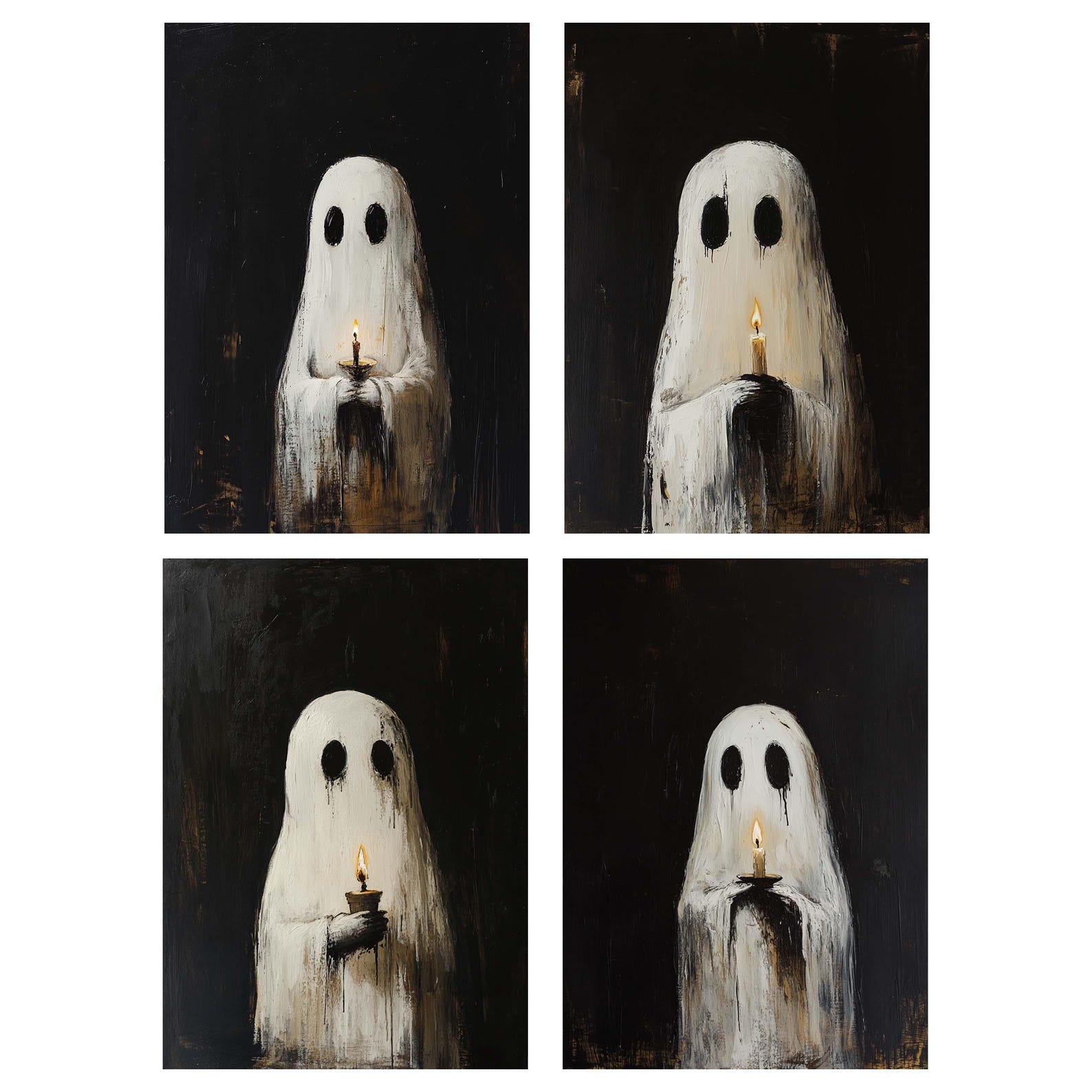 Set of 4 Candlelit Scary Ghosts Semi Gloss 8" X 10" Wall Prints - Etsy