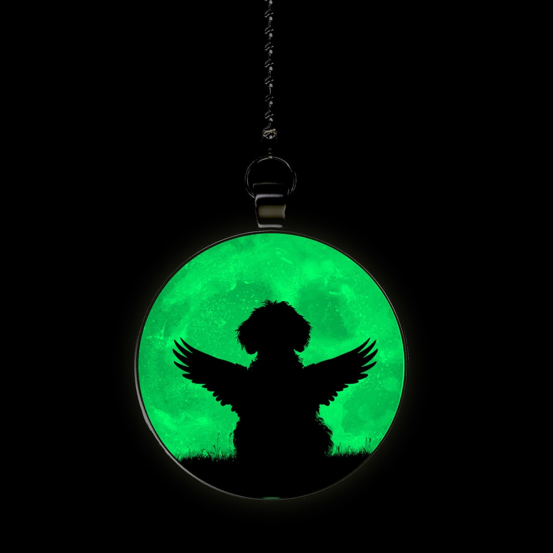 Goldendoodle Angel Dog Breed Moon Glow in the Dark Ceiling Fan / Light ...