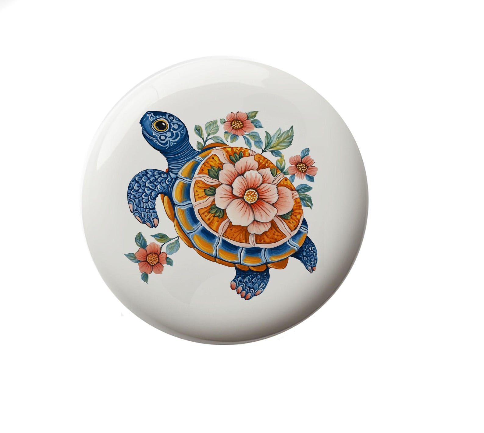 Talavera Floral Sea Turtle Round Ceramic Decorative Drawer Knob - Etsy