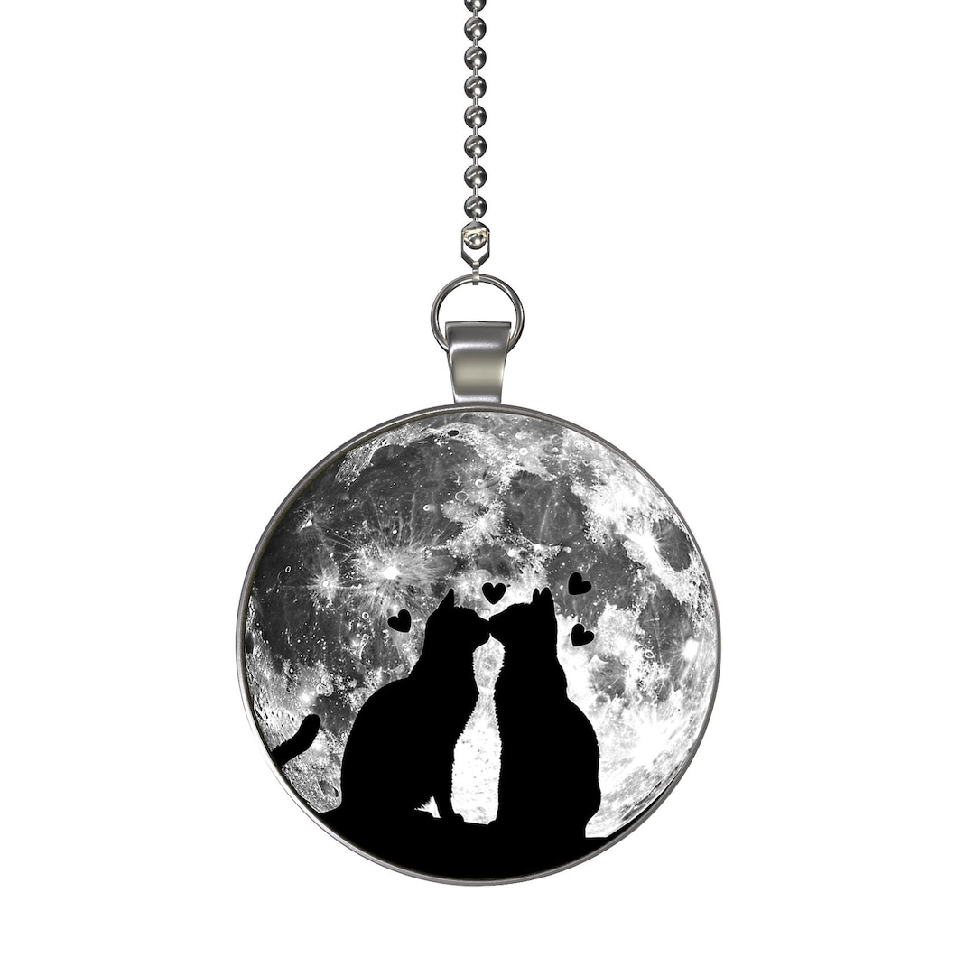 Kissing Cats Moon Glow in the Dark Ceiling Fan / Light Pull Pendant ...