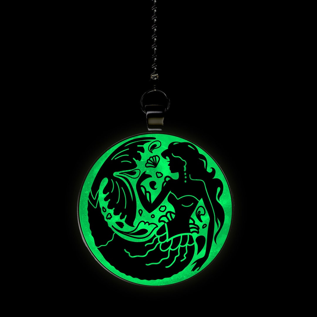Moon Mermaid Glow in the Dark Ceiling Fan / Light Pull Pendant With ...