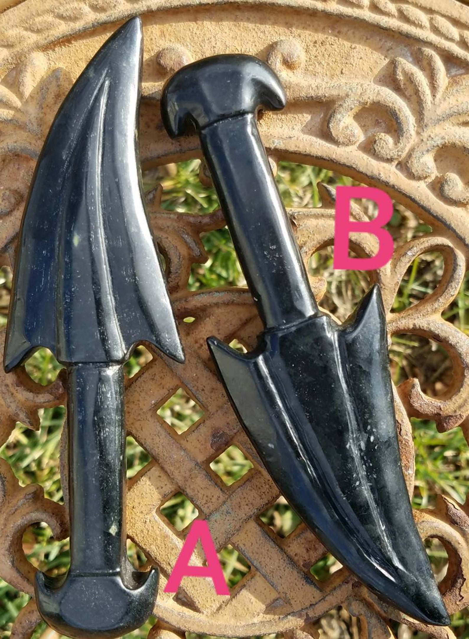 Black Stone Athame Dagger Knife Crystal Ceremony Altar Scrying - Etsy