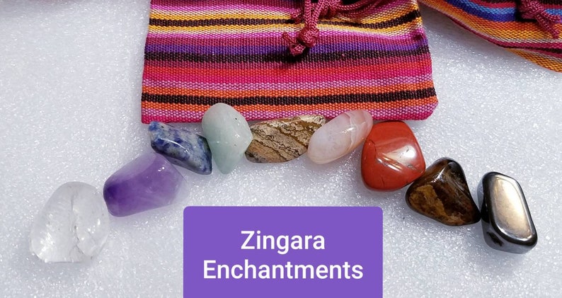 7pc Chakra Alignment Tumbled Crystal Set With Tapestry Bag 2 - Etsy