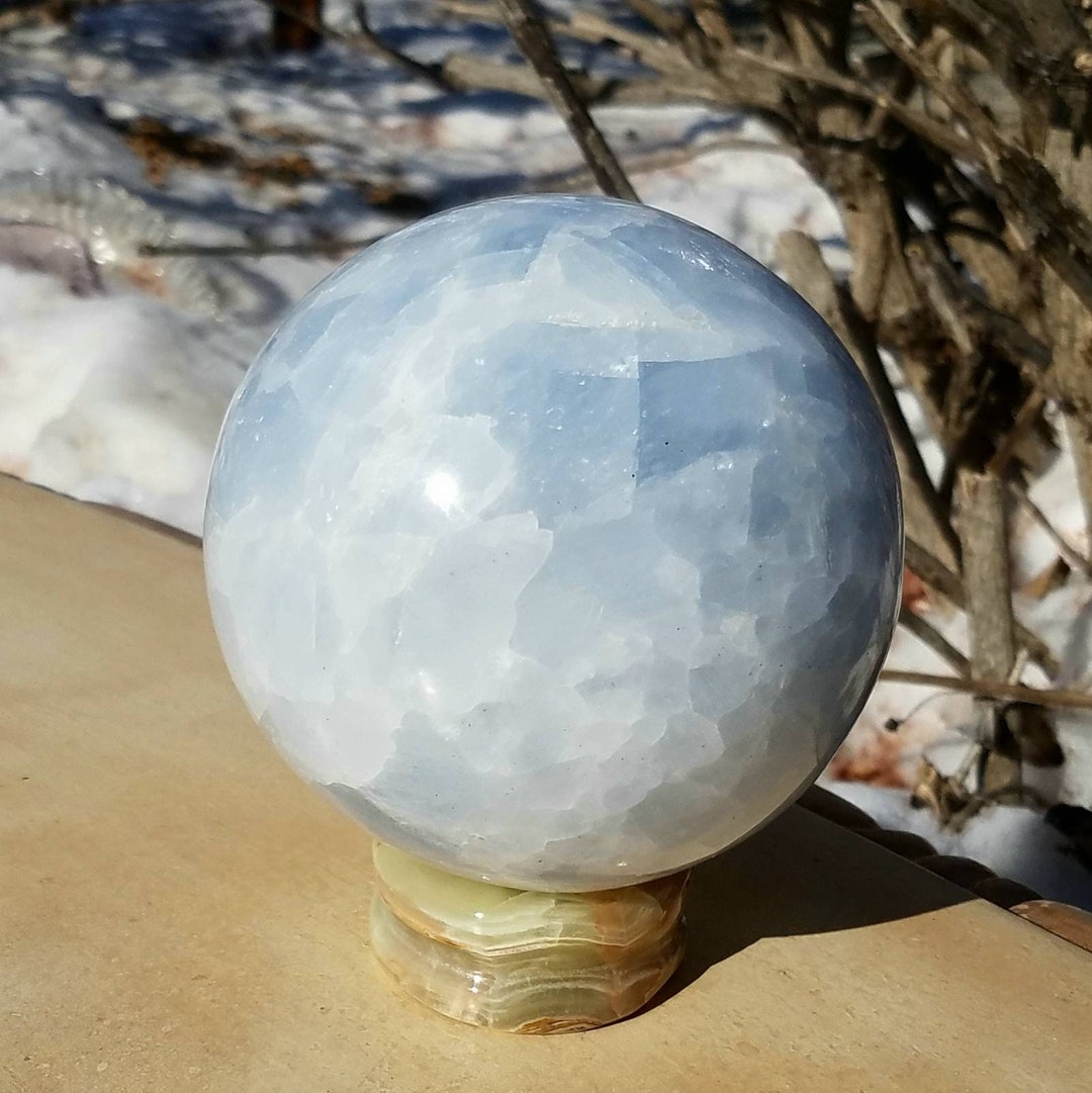 Blue Celestite Sphere Mystical Crystal Ball Celestine 104mm Natural ...