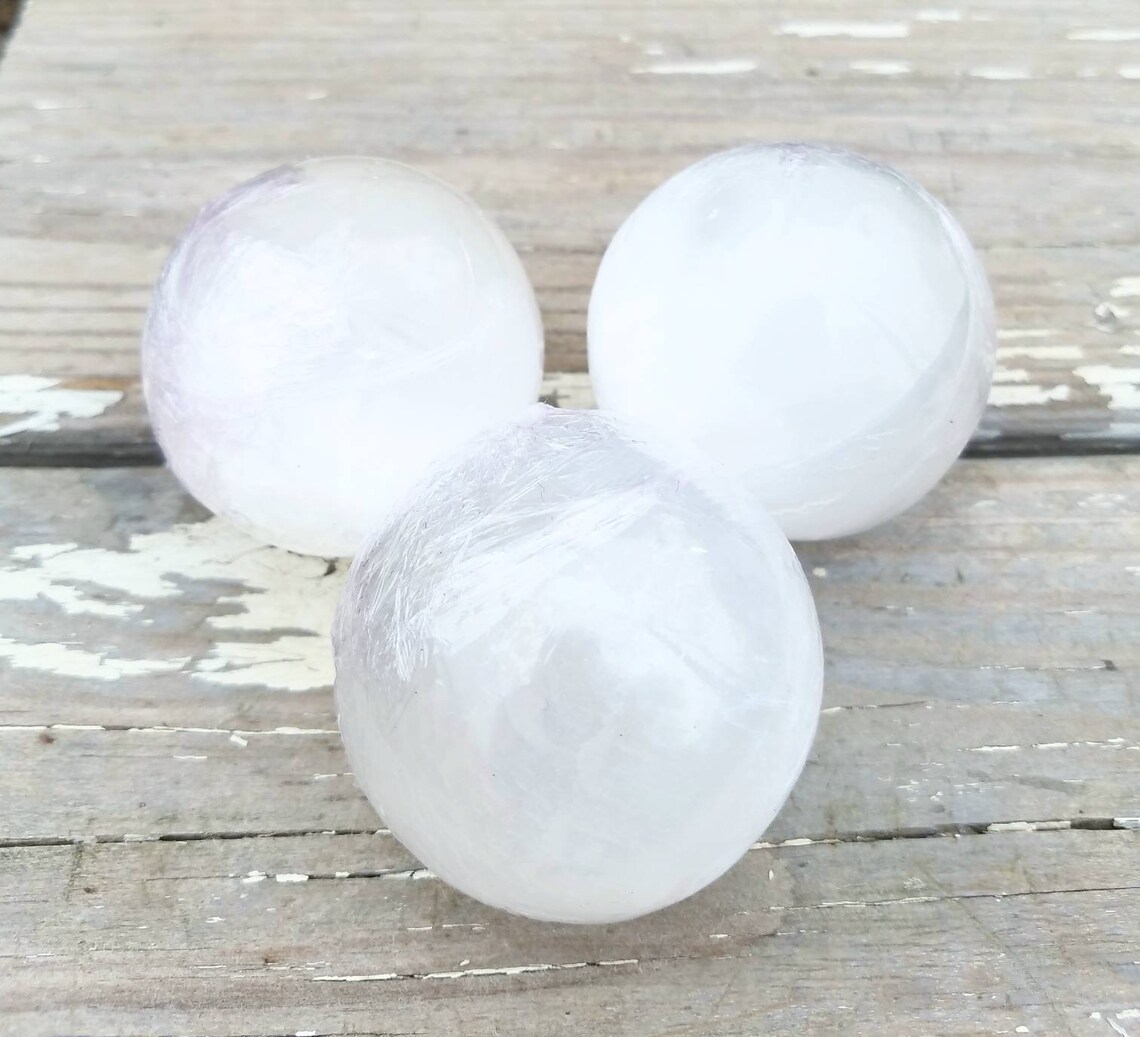 Selenite Sphere Crystal Ball 50mm 65mm FREE Stand Cats Eye - Etsy