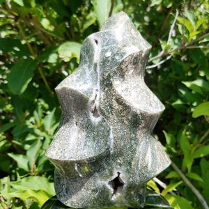 Ocean Jasper Flame Statue Geode Vug Natural Hand Made Carved Stone Sea ...