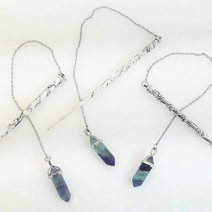 Wand Magic Magical Enchanted Pendulum Fluorite Dowsing Hand Crafted ...