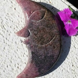 Large Crescent Moon Ruby Carved Crystal Celestial Sun Moon Stars ...