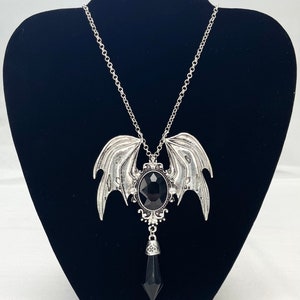 Large Gothic Bat Necklace Silver Pagan Wicca Witch Charm Pendant ...