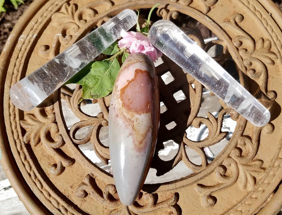 Polychrome Jasper Clear Qartz Crystal Massage Wand Crystal Yoni Stone ...