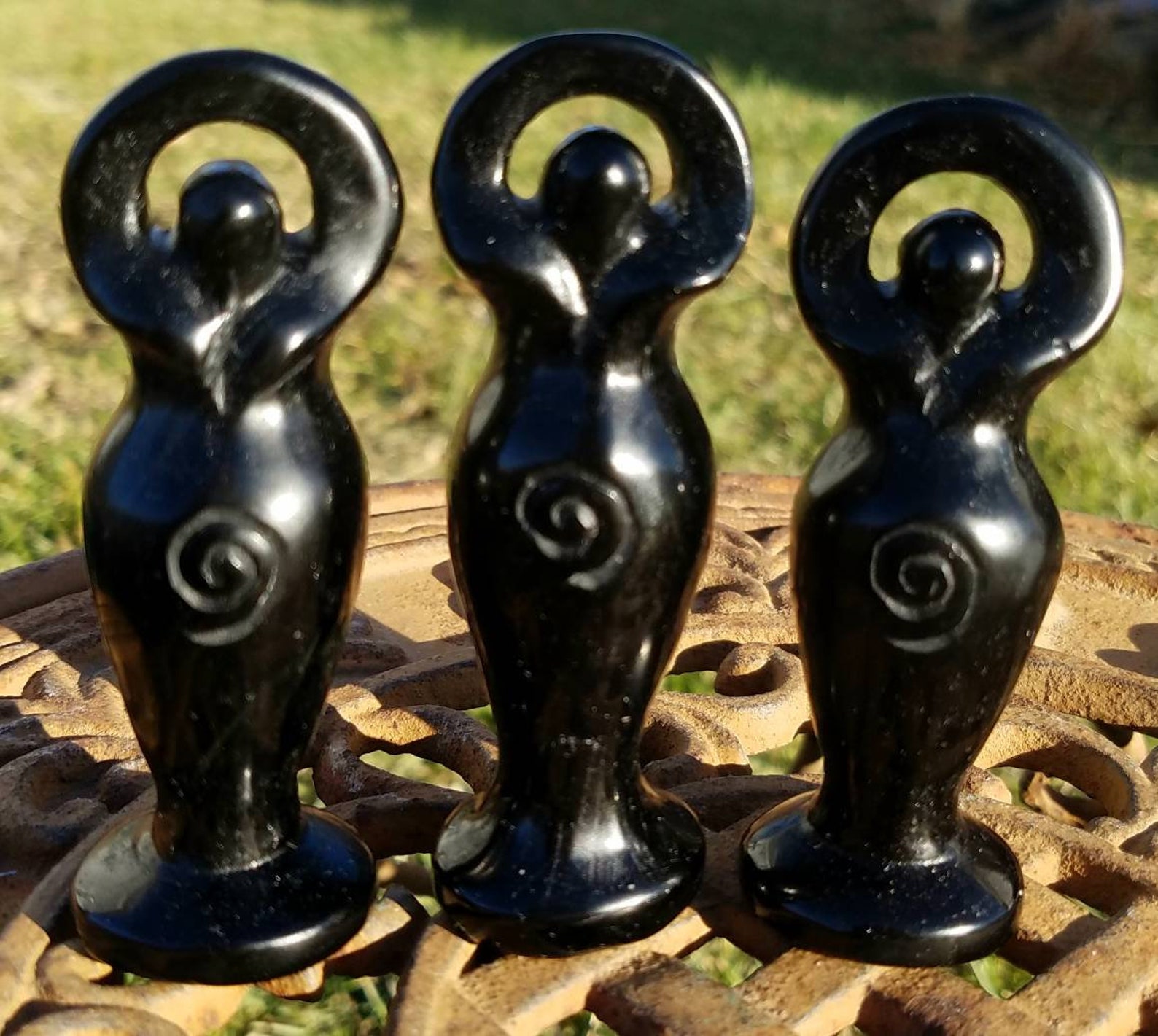 Black Obsidian Gaia Goddess Statue Figurine Crystal Hand | Etsy