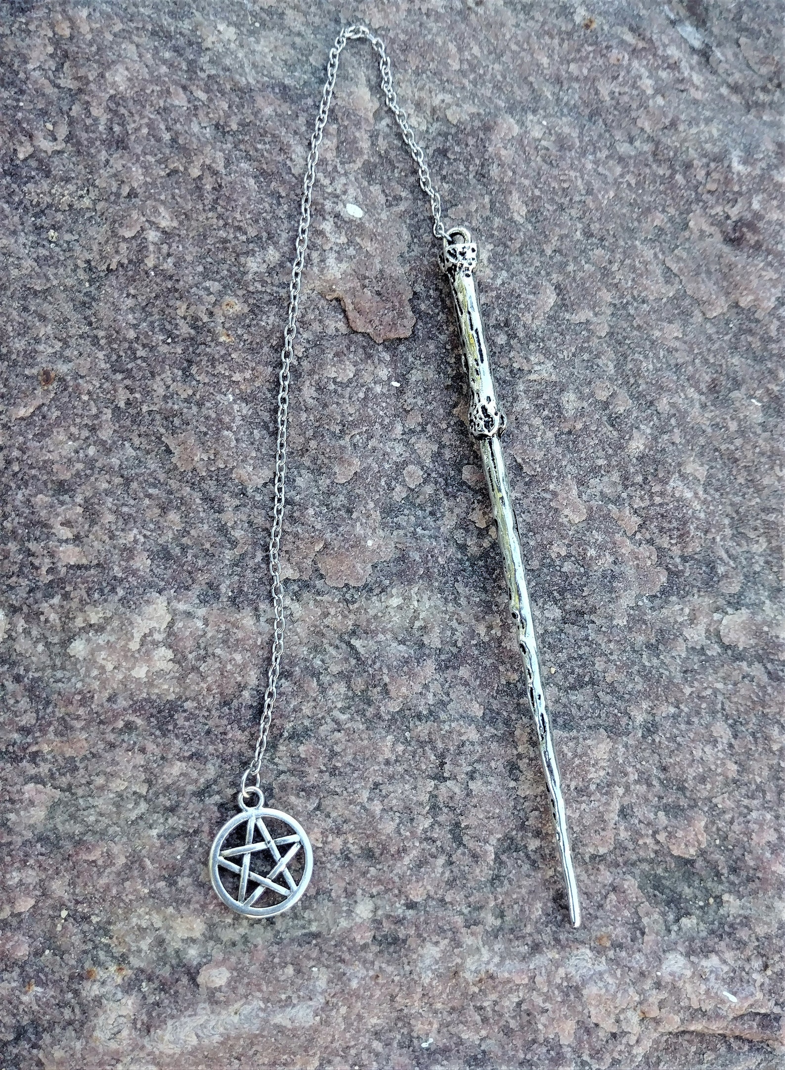 Enchanted Wand Pendulum With Element Pentacle Guardian Altar - Etsy