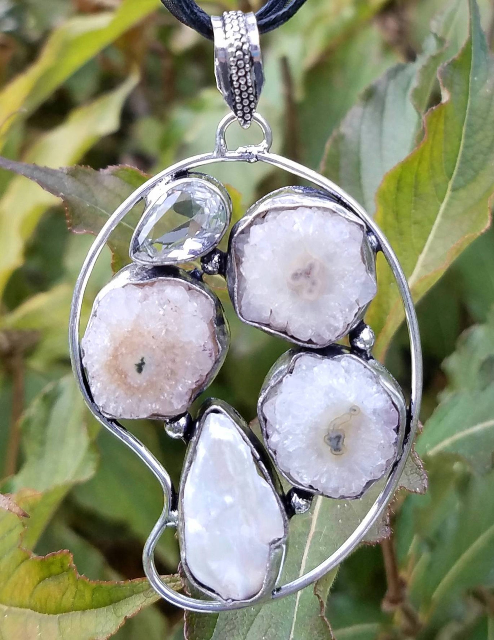 Solar Quartz Stalactite Topaz Biwa Pearl Gemstone Necklace - Etsy