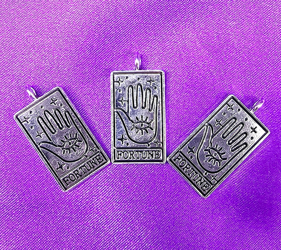 Fortune Tarot Card Charm Pendant Pentacle Necklace Silver Pagan Wicca ...