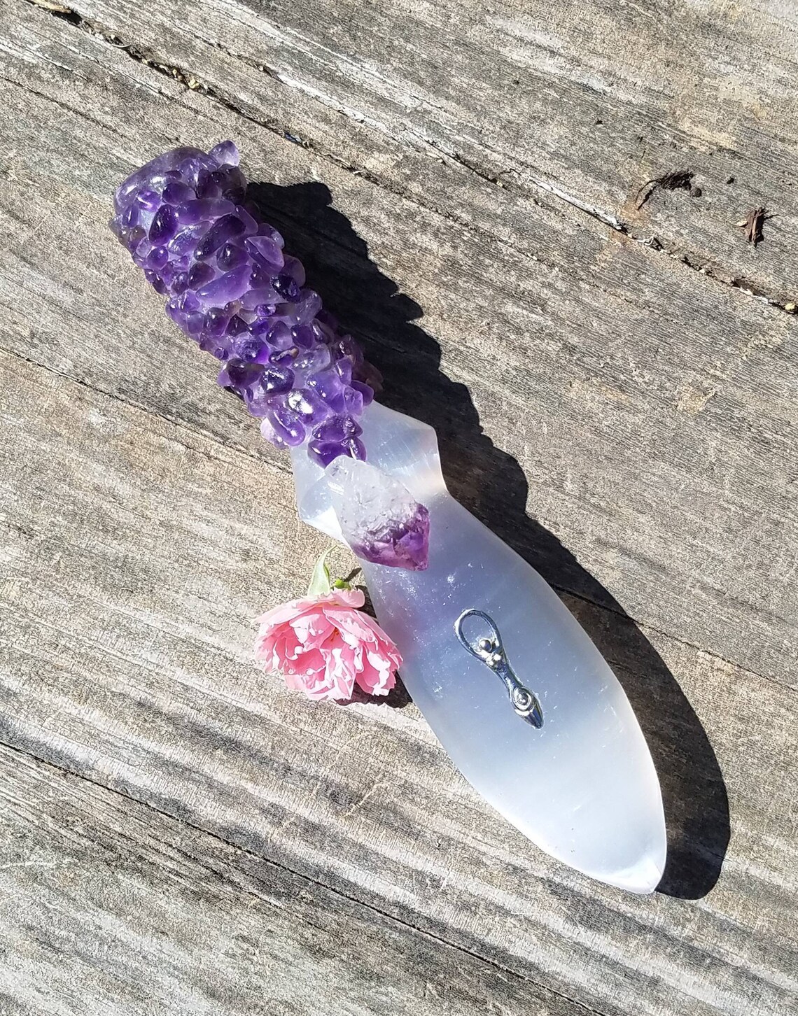 Athame Knife Hand Made Amethyst Selenite Terahertz Dagger - Etsy