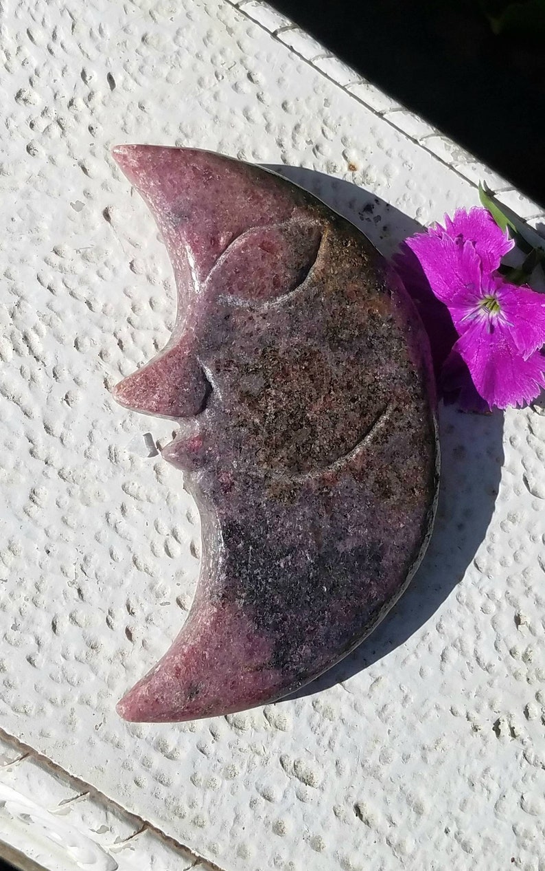 Large Crescent Moon Ruby Carved Crystal Celestial Sun Moon - Etsy