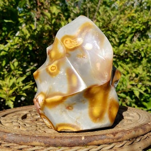 Large Polychrome Jasper Flame Stone Crystal Natural Stone Carved Chakra ...