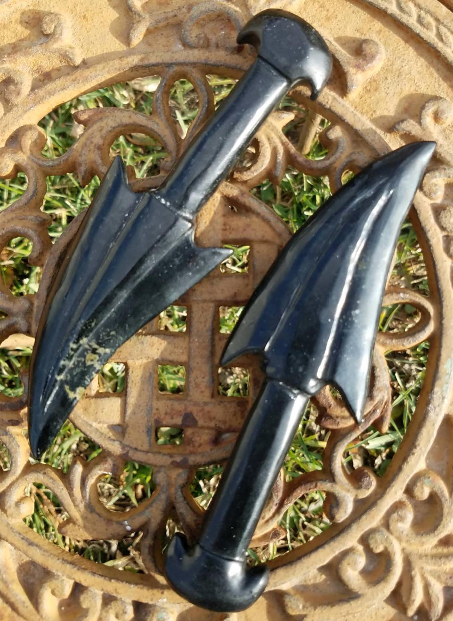 Black Stone Athame Dagger Knife Crystal Ceremony Altar Scrying - Etsy