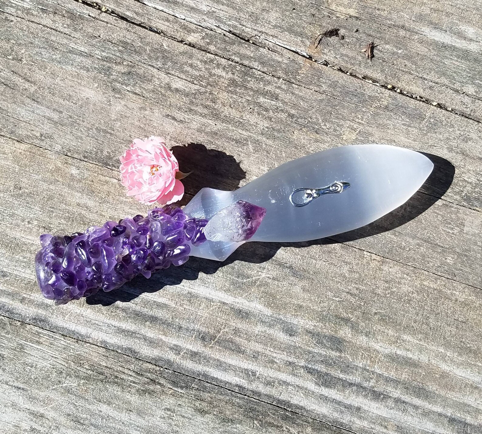 Athame Knife Hand Made Amethyst Selenite Terahertz Dagger - Etsy