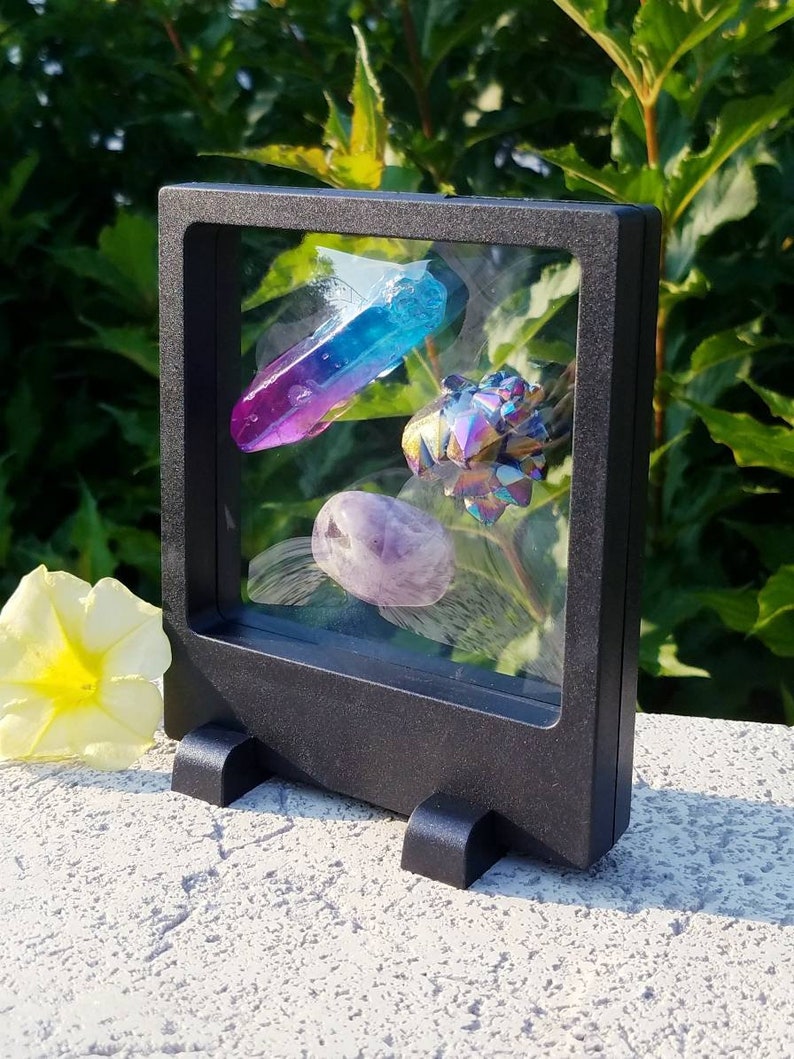 Unique 3D Gem and Crystal Floating Suspension Frame Display - Etsy